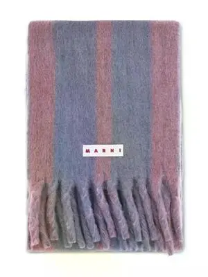 Marni Striped Fringed Scarf - Grey