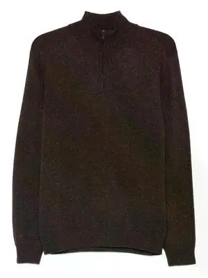 Canali Speckled Wool Half-zip Sweater - Brown