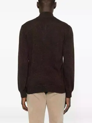 Canali Speckled Wool Half-zip Sweater - Brown