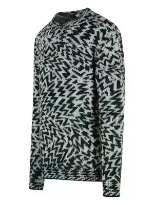 LANEUS Abstract-pattern Crew-neck Sweater