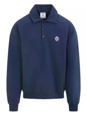 Casablanca Polo-neck Embroidered Sweatshirt - Blue