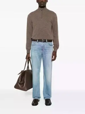 Canali Half-zip Wool Sweater - Brown