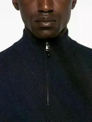 Canali Speckled Half-zip Sweater - Blue