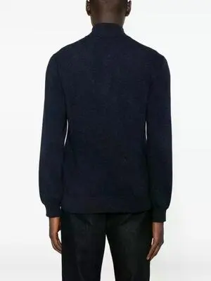 Canali Speckled Half-zip Sweater - Blue