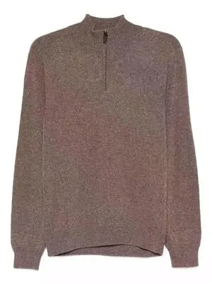 Canali Half-zip Wool Sweater - Brown