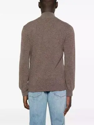 Canali Half-zip Wool Sweater - Brown