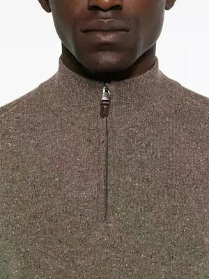 Canali Half-zip Wool Sweater - Brown
