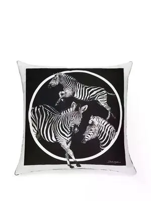 Dolce & Gabbana Zebra-print Silk Cushion - Black