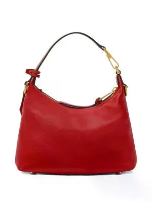 Versace Leather Shoulder Bag With Logo Plaque