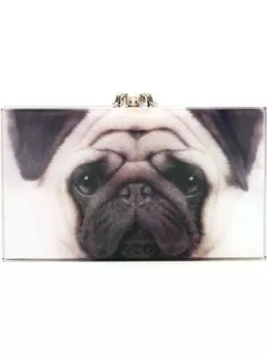 CHARLOTTE OLYMPIA Pandora Pug Print Clutch - Neutrals