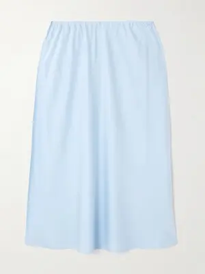 LISA YANG Silk-blend Satin Midi Skirt - Blue