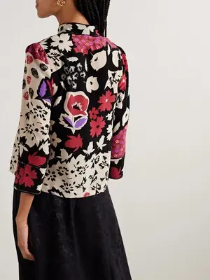 Maison Mayle Printed Silk-crepe Blouse