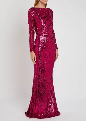 Talbot Runhof Sequin-embellished Tulle Gown