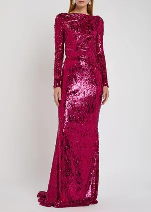 Talbot Runhof Sequin-embellished Tulle Gown
