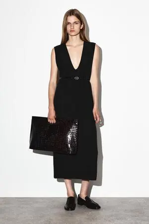 Cos Folio Oversized Croc-effect Leather Bag