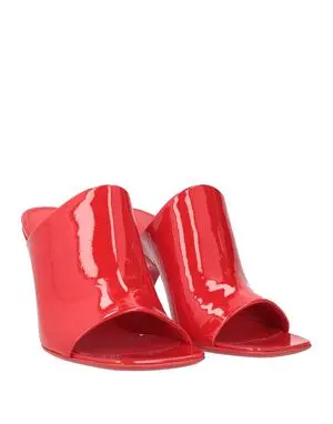 FERRAGAMO Leather Slide Sandals - Red