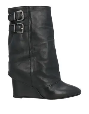 OVYE Leather Ankle Boots With Wedge Heel