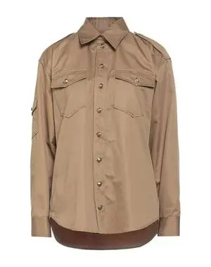 Sandro Cotton-blend Poplin Safari Shirt - Camel