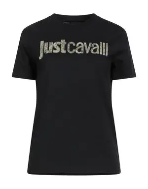 Just Cavalli Cotton T-shirt With Logo Print - Black