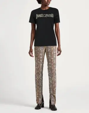 Just Cavalli Cotton T-shirt With Logo Print - Black