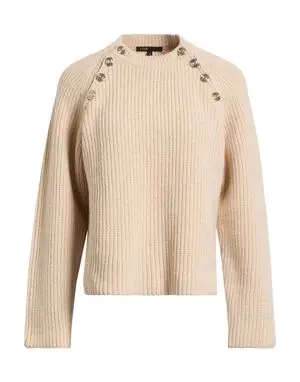 Maje Wool Knit Sweater With Buttoned Neckline