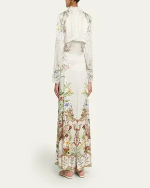 Camilla Printed Silk Shirtdress With Lace Trim