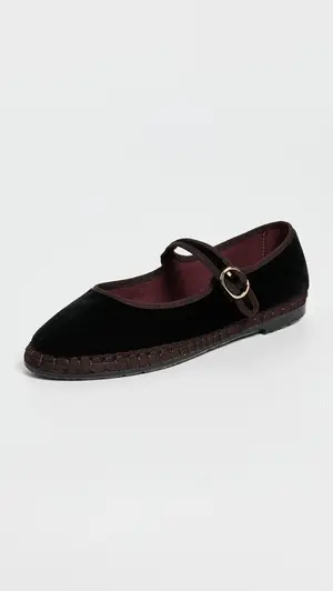 FLABELUS Velvet Mary Jane Flats - Sethe