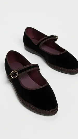 FLABELUS Velvet Mary Jane Flats - Sethe
