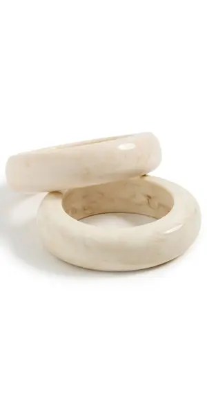 Shashi Swirled Resin Bangle Set - Beige