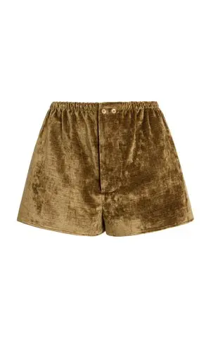 ALFIE Boxer Crushed Velour Shorts - Brown