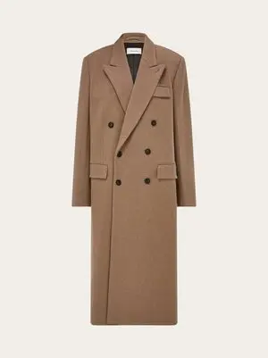 FERRAGAMO Double-breasted Virgin Wool Coat - Beige