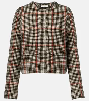 Vince Checked Wool Cashmere Cardigan