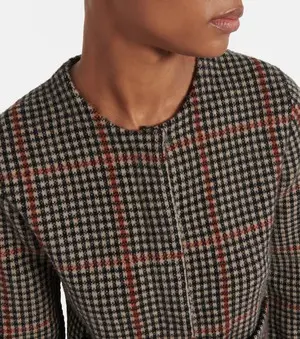 Vince Checked Wool Cashmere Cardigan
