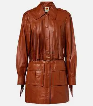 Farm Rio Fringed Leather Jacket