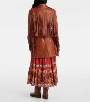 Farm Rio Fringed Leather Jacket