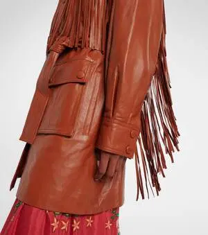 Farm Rio Fringed Leather Jacket