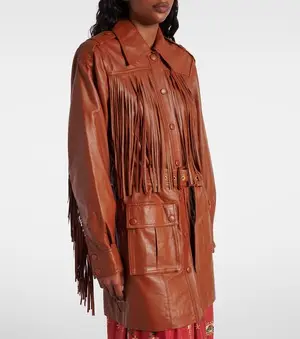Farm Rio Fringed Leather Jacket