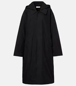 AYA MUSE Hooded Cotton-blend Coat - Black