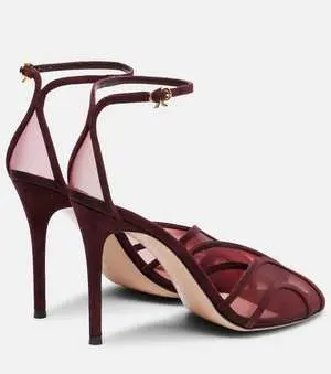 GIANVITO ROSSI 95 Suede And Mesh Sandals