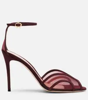 GIANVITO ROSSI 95 Suede And Mesh Sandals