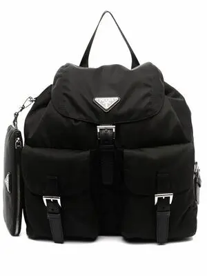 Prada Re-nylon Backpack With Saffiano Leather Details - Black