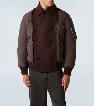 Sacai Double-breasted Wool Puffer Jacket - Brown