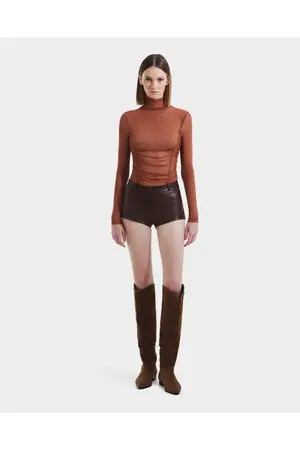 Rudsak Kennedy Leather Hot Shorts - Brown