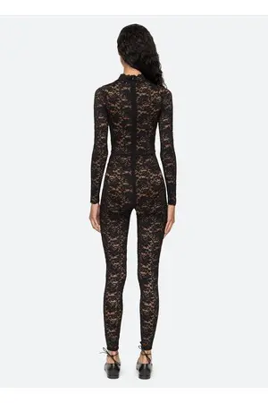 Sea Lilian Lace Catsuit - Black