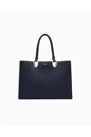 Giorgio Armani Leather Shopper Bag - Black