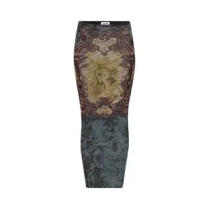 JEAN PAUL GAULTIER Médaillon Printed Mesh Long Skirt - Black