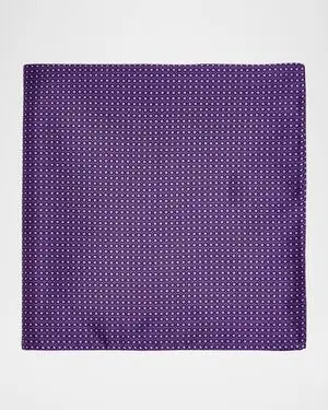 Stefano Ricci Apos;s Micro-geometric Silk Pocket Square - Blue