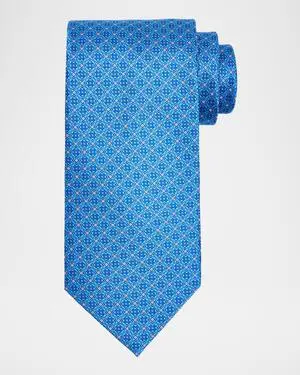 Stefano Ricci Medallion Silk Neck Tie - Blue