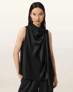ALLSAINTS Herela Silk-blend Shirt - Black