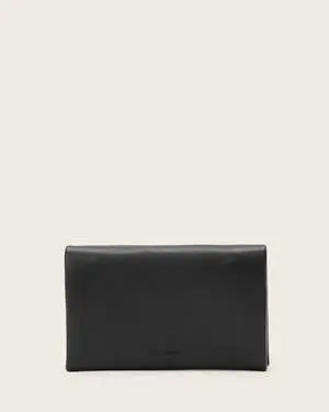 ALLSAINTS Harluna Leather Wallet - Black/silver